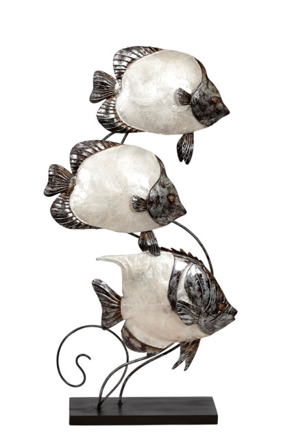 Metal and Capiz Dory Fish on Stand - Beach Style - Decorative Objects ...