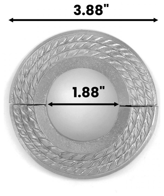 Triple Roped Radiator Flange Satin 1-1/2" (IPS)pipe 1-7/8" inside dia ...