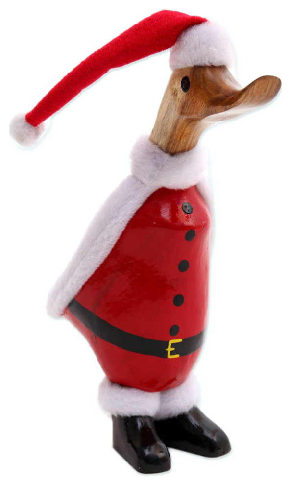 Novica Handmade Santa Duck Bamboo Root And Wood Figurine - Holiday ...