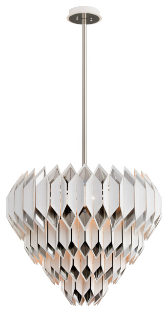 Haiku, 13-Light Pendant, White With Polished Stainless Accents Finish ...