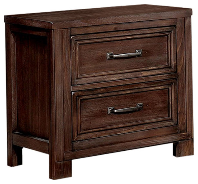 Transitional Nightstand, Spacious Drawers With Metal Pull Handles ...