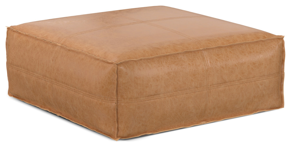 Brody Extra Large Coffee Table Pouf in Vegan Faux Leather ...