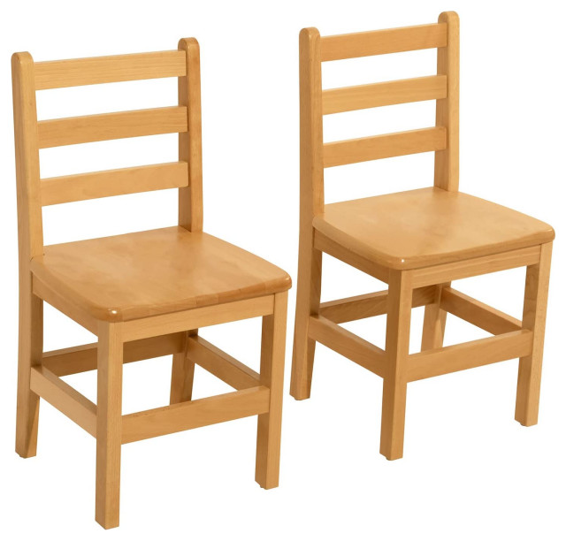 RRI Goods Ladderback Kids Wooden Chair Set of 2, 15" - Transitional ...