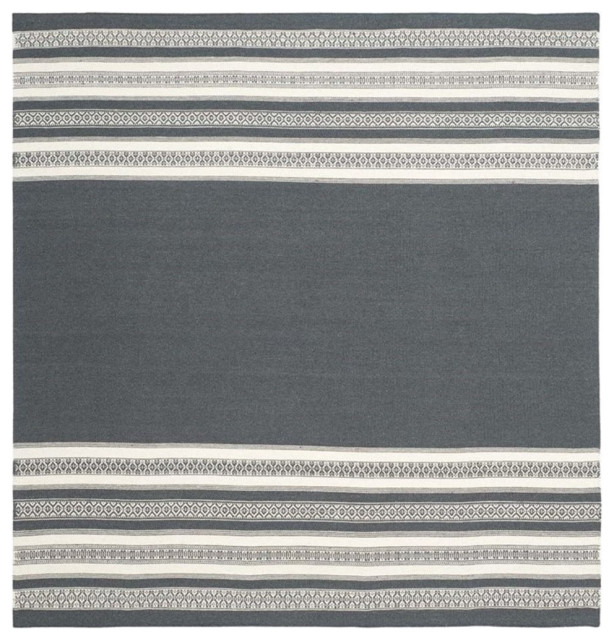 Safavieh Dhurries Dark Grey Contemporary Rug - Square 6', Square 6 ...