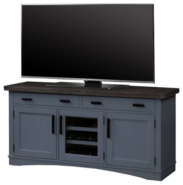 Bowery Hill Traditional 63" Traditional Wood TV Console in Denim ...