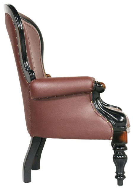 Design Toscano Rococo Wing Chair W/ Faux Leather - Traditional ...