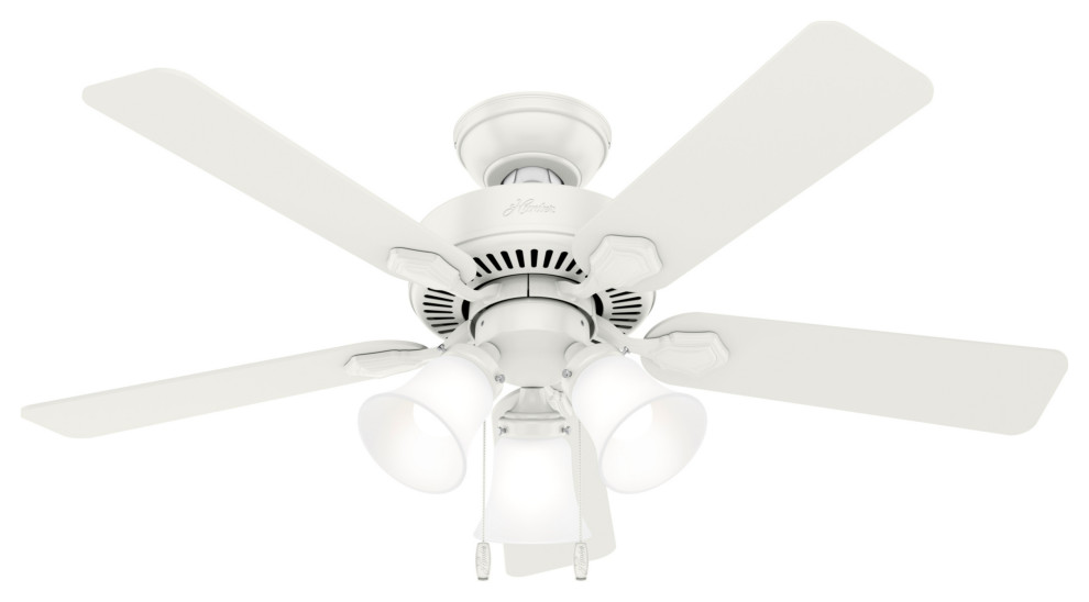 Hunter 44" Swanson Fresh White Ceiling Fan With LED Light Kit and Pull ...