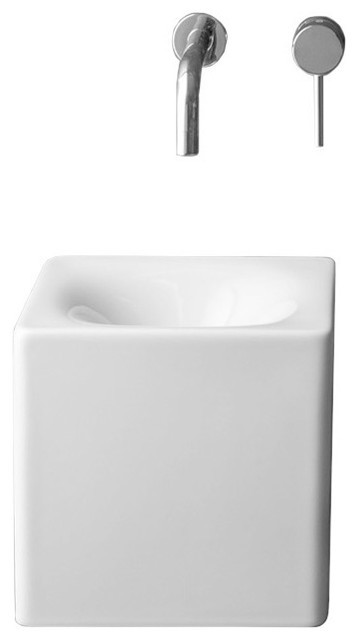 Square White Ceramic Wall Mounted or Vessel Sink - Contemporary ...