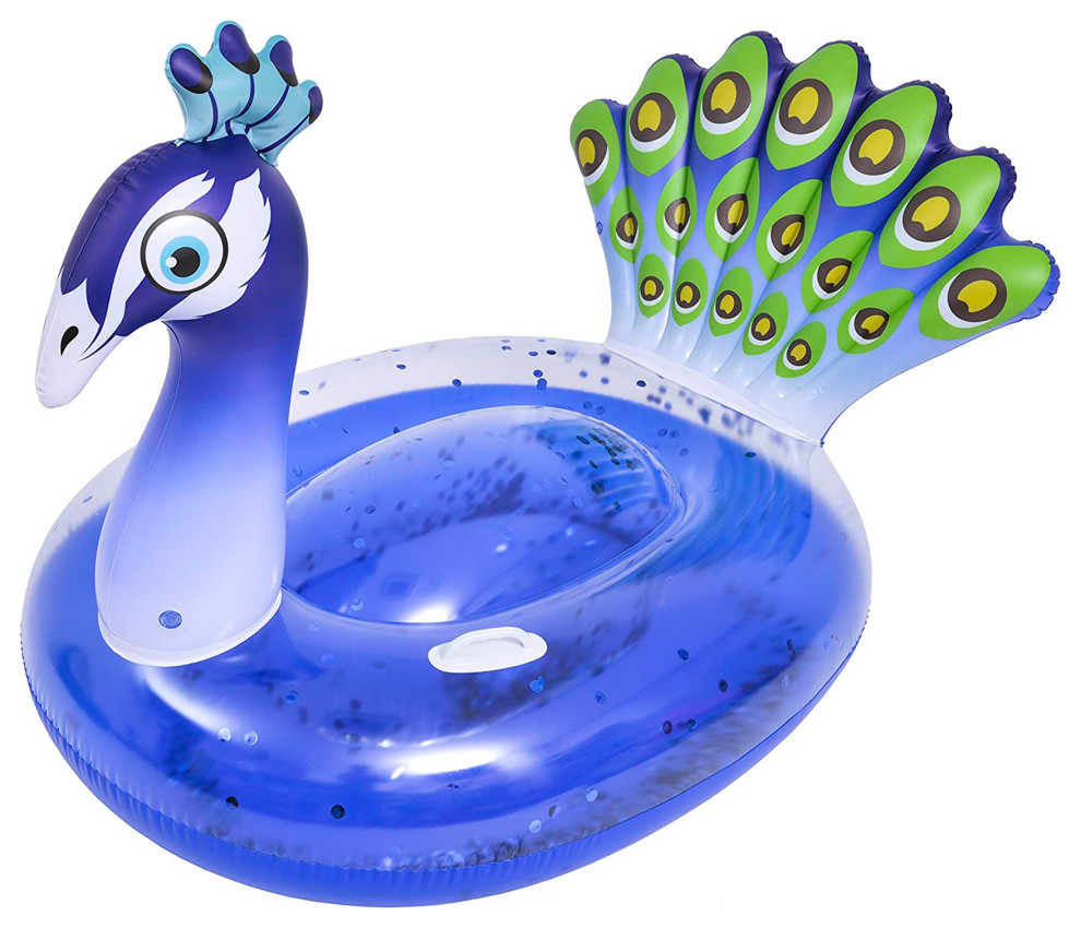 57" Inflatable Purple and Green Peacock Swimming Pool Float - Pool Toys ...