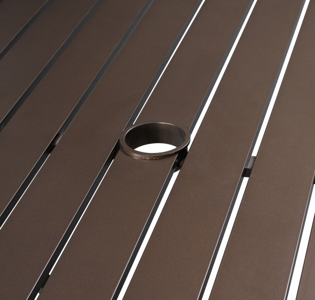 Aluminum Square Slats Table 42", Bronze - Transitional - Outdoor Dining ...