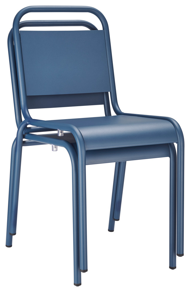 Otis Stackable Outdoor Side Chair, Dark Blue Set of 2 - Contemporary ...