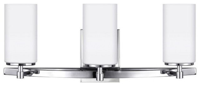 3-Light Bathroom Light Fixture in Transitional Style-Chrome Finish-LED ...