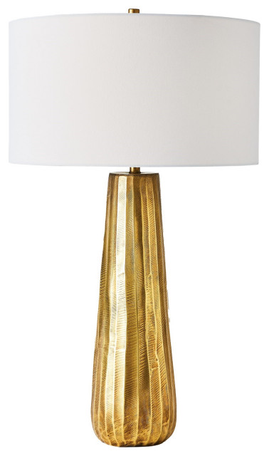 Chased Round Antique Brass Table Lamp - Contemporary - Table Lamps - by ...