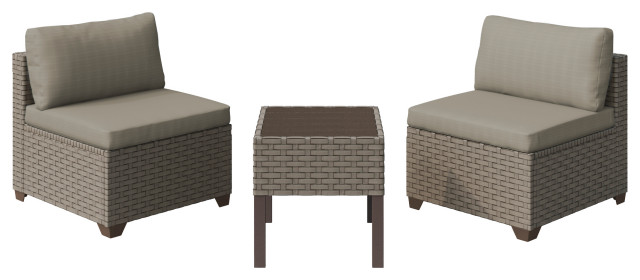 Keys 3-Piece Outdoor Conversation Set with Armless Sofas and End Table ...