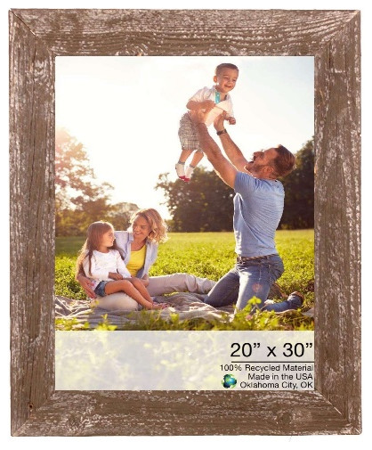 20" X 30" Rustic Farmhouse Espresso Wood Frame - Rustic - Picture ...