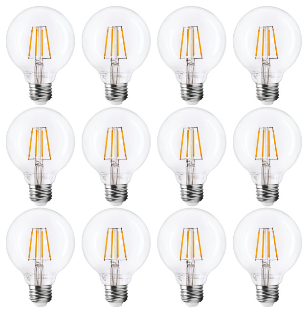 12-Pack LED G25 Globe Light Bulb, 4.5W, E26 Base, 2700K Soft White ...