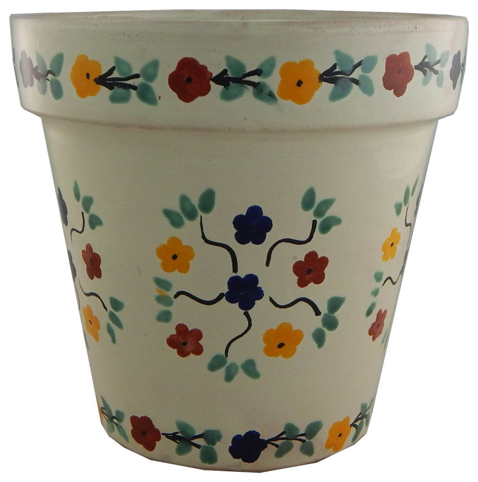Mexican Ceramic Flower Pot Planter Folk Art Pottery Handmade Talavera ...