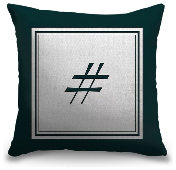 "Hashtag Symbol - Formal Border" Pillow, 16" x 16" - Contemporary ...