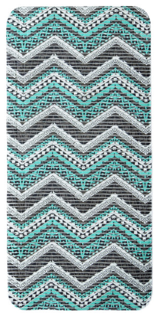 Chevron PVC Shower Mat With Suction Cups, Blue, 17" x 35", Covers 4.2 ...