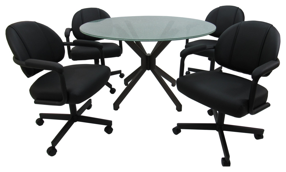 Glass Dinette Set M-70 Swivel Caster Chairs - Contemporary - Dining ...