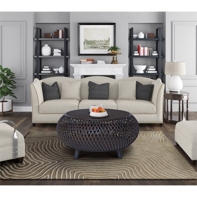 Gallerie Decor Bora Bora Round Transitional Rattan Coffee Table in Brown - Tropical - Coffee ...