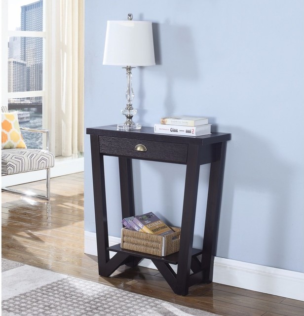 Transitional Style Angled Wooden Console Table, Brown - Transitional ...