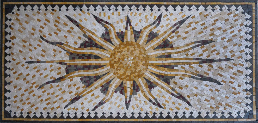 Golden Sun - Celestial Mosaic, 64" x 31" - Contemporary - Tile Murals ...