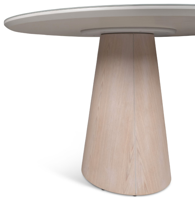 Modern Brazilian Mona Glass Top Round Dining Table - Transitional - Dining Tables - by Urbia | Houzz