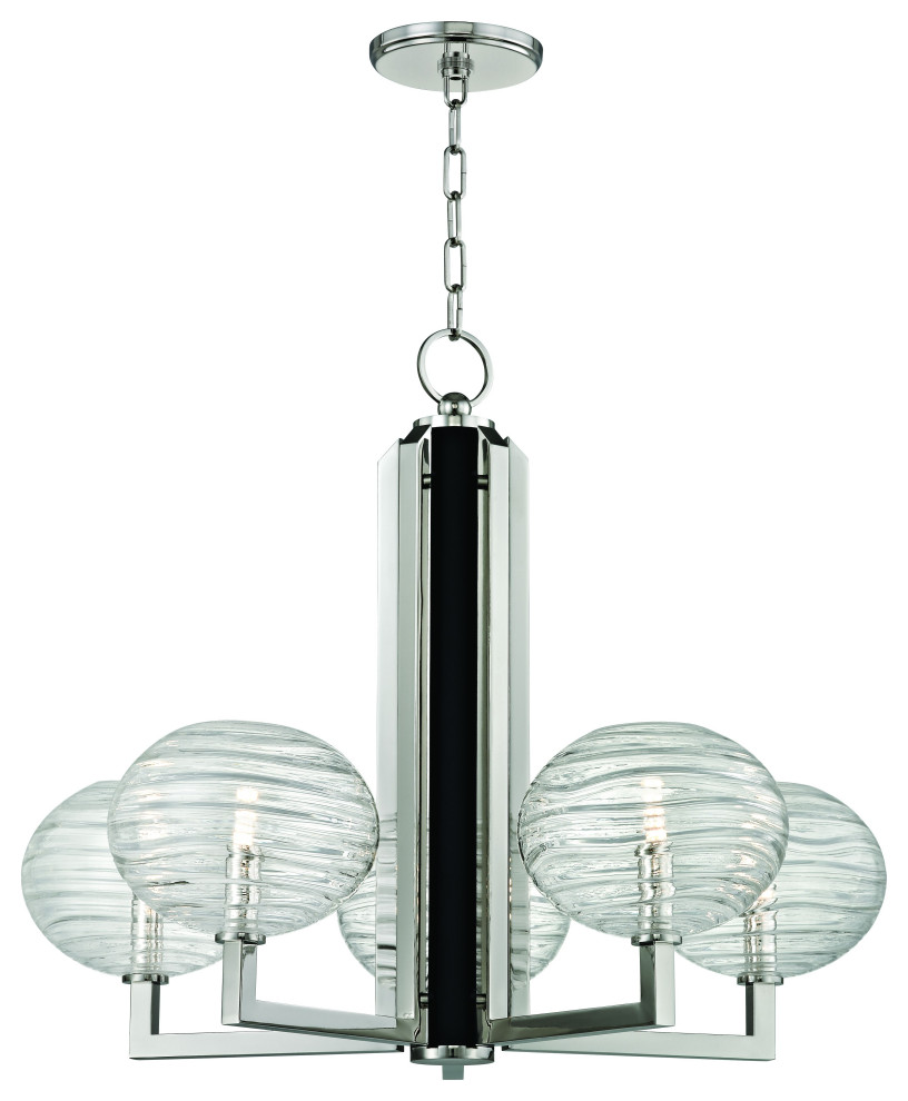 Contemporary Five Light Chandelier Polished Nickel 5-Light LED ...