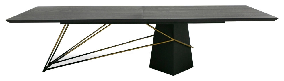 Modrest Elkhorn Glam Black Ash + Stainless Steel 126" Dining Table ...