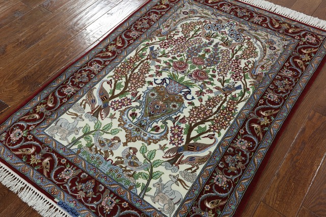Authentic Signed Persian Isfahan Wool and Silk Handmade Rug, 4'x5', 3 ...