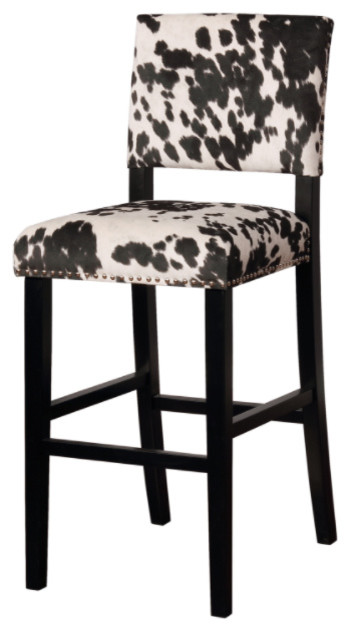 Clayton Black Cow Print Stool, Bar Height - Contemporary - Bar Stools ...