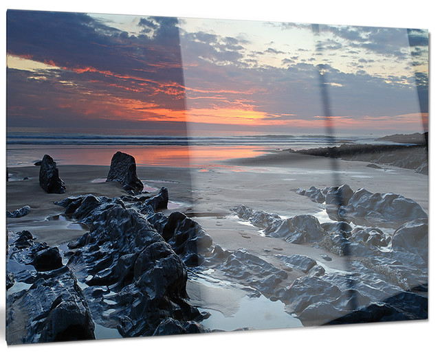 "Woolacombe North Devon Sunset" Metal Wall Art, 28"x12" - Beach Style ...