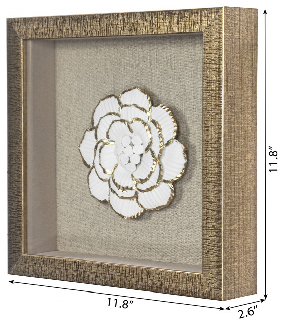 Gold Ceramic Flower Shadow Box Wall Décor (MS39291AP) - Contemporary ...