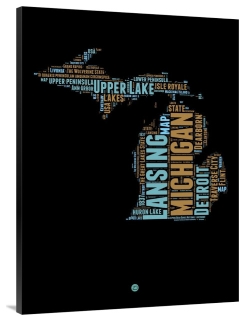 "Michigan Word Cloud 1" Fine Art Print, 36" x 48" - Modern - Prints And ...