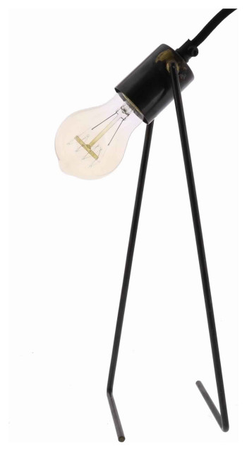 Industrial Style Table Lamp with Dual L Base, Black - Industrial ...