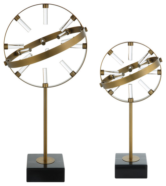 Uttermost Realm Spherical Brass Sculptures, Set of 2 - Contemporary ...