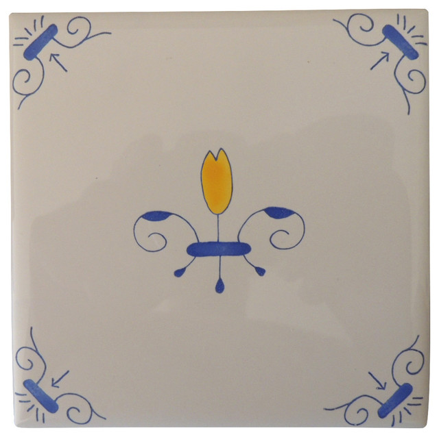 Delft Tulip Decorative Wall Tile, Corner Motif Design, Blue ...