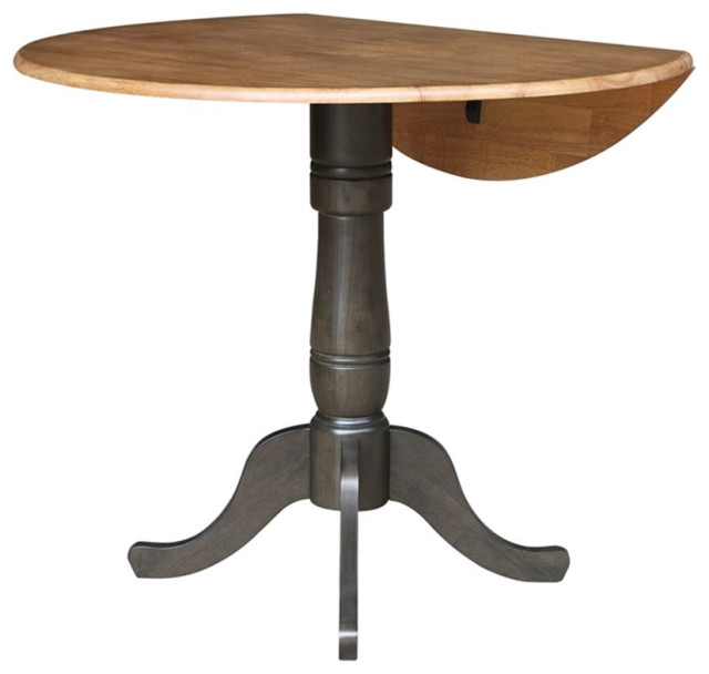 Wood 42 in. Round Drop Leaf Counter Height Dining Table - Hickory ...