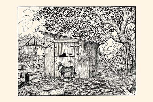 He Soon Spied the Hook and Poked It with His Nose, 12" x 18 ...