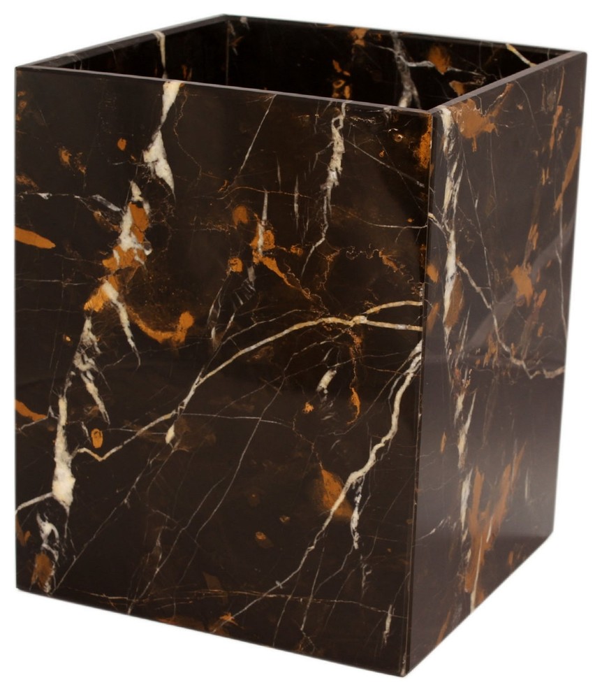 Myrtus Collection Black and Gold Marble Waste Bin - Southwestern ...