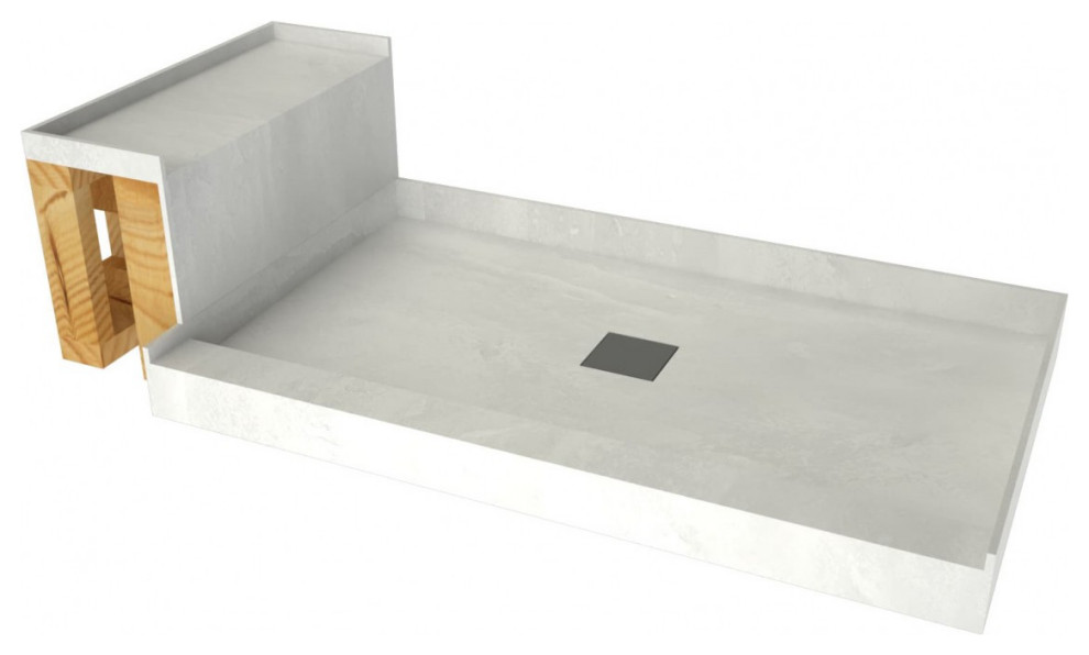 Base'N Bench 42x60 Wonder Drain Shower Pan Center Drain With Seat ...