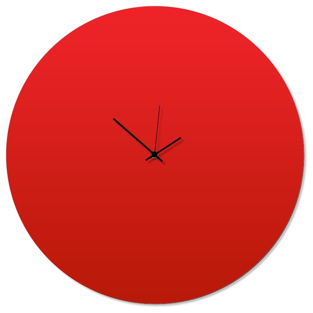 Contemporary Clock 'Redout Black Circle Clock' Artisan-Made Red Kitchen ...