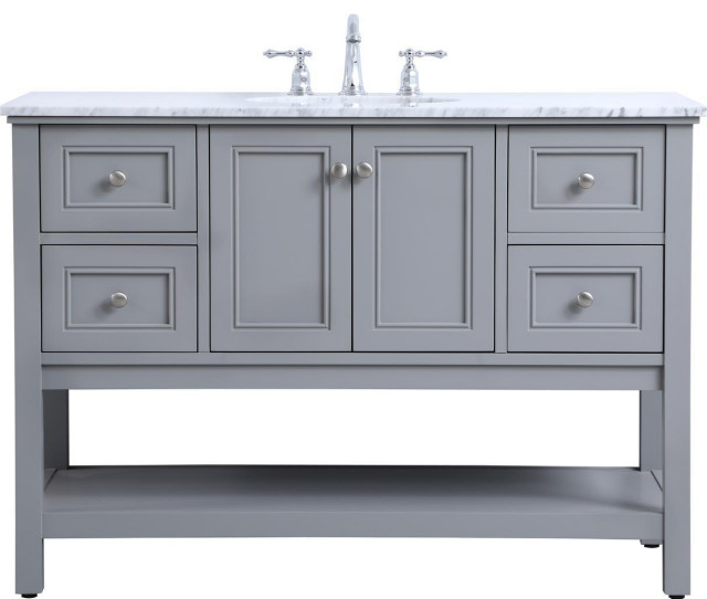 Chic Gray 48" Vanity For Bathrooms, Single - Transitional - Bathroom ...