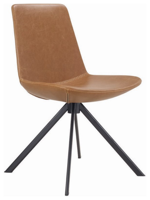 Olio Designs Bungee Faux Leather Upholstered Break Room Chair in Brown ...