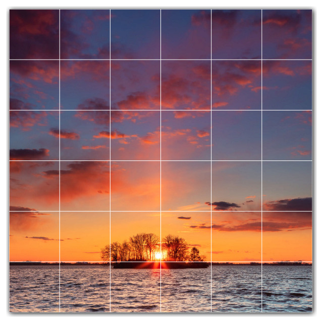 Sunset Ceramic Tile Wall Mural HZ500967, 48" Wide x 48" High ...