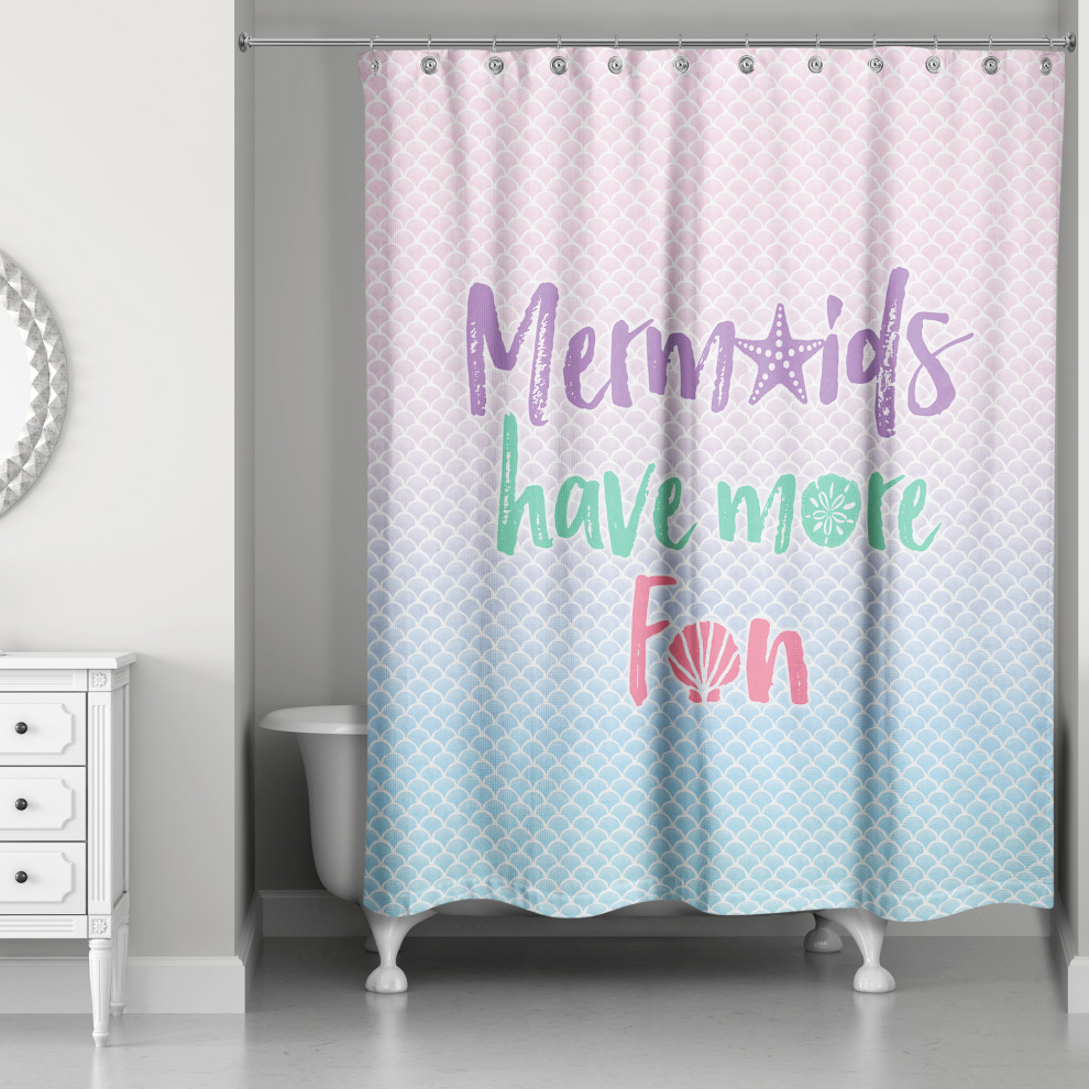 Mermaids Have More Fun 71x74 Shower Curtain 71x74 Beach Style