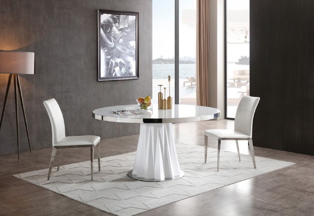 Cabaret Modern White Round Dining Table - Contemporary - Dining Tables ...