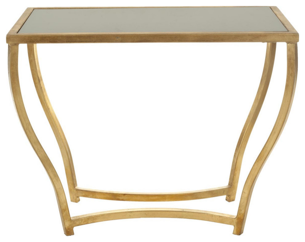 Culven Glass Top Gold Foil Accent Table, Black/Gold - Contemporary ...