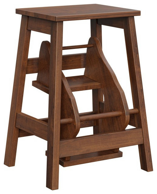 Amish Made Oak Step Stool With Flip Out Steps - Transitional - Ladders ...